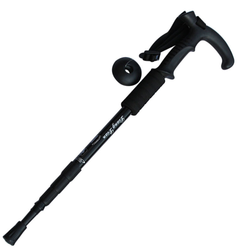 Buy 4-section Aluminium Alloy Curved Handle Trekking Poles Telescopic ...