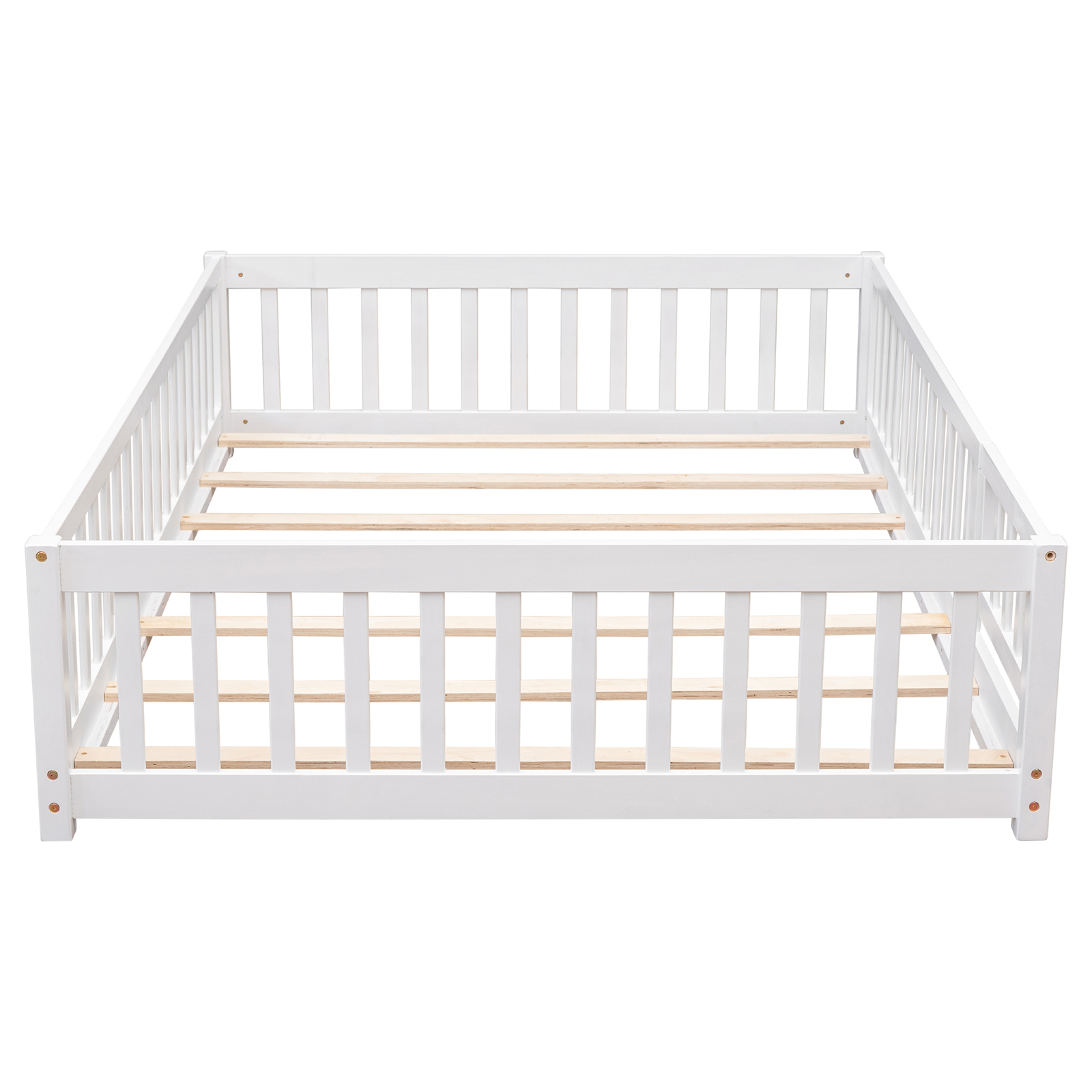 Full Size Floor Platform Bed Playhouse with Fence